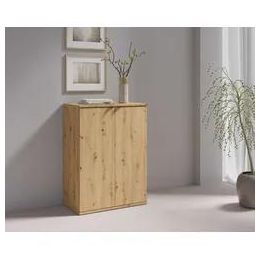 Kommode Home Affaire "THALIANA Sideboard mit 2 T&uuml;ren, modernes Design, Breite 60 cm", eiche, B:60cm H:83,5cm T:35cm, FSC-zertifizierter Holzwerkstoff, Spanplatte, Sideboards, Kommode, Schrank in 3 Farben erh&auml;ltlich, schwarze Metallgriffe, viel Stauraum