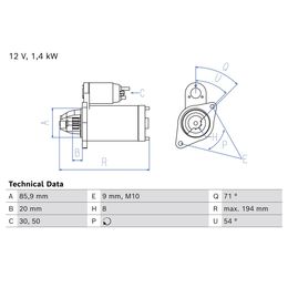 Bosch Starter 0986028060 f&uuml;r Ford