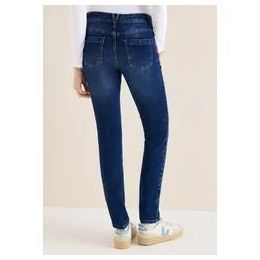 Slim-fit-Jeans Cecil, Damen, Gr. 34, L&auml;nge 30, mid blau wash, Jeans, 83% Baumwolle, 15% Polyester, 2% Elasthan, unifarben, kn&ouml;chellang, Jeans Slim-fit-Jeans, Middle Waist