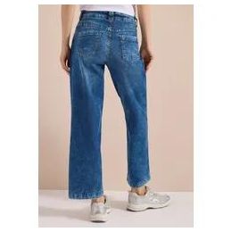 Loose-fit-Jeans Cecil, Damen, Gr. 34, L&auml;nge 28, mid blau used wash, Jeans, 78% Baumwolle, 20% Polyester, 2% Elasthan, unifarben, kn&ouml;chelfrei, Jeans, High Waist