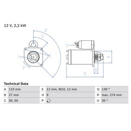 Bosch Starter 0986017490 f&uuml;r Iveco LANCIA