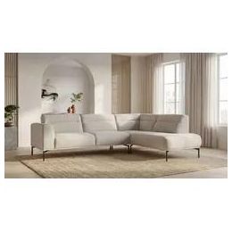 Ecksofa OTTO HOME "Nennor, weiches Chenille", latte, B:278cm H:78cm T:213cm, 100% polyester, Sofas, Ecksofa, Breite 278 cm, Wellenunterfederung, schwarze Metallf&uuml;&szlig;e