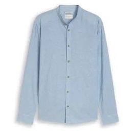 Langarmhemd Tom Tailor, Herren, Gr. XL, N-Gr, bleeched blau chambray, Web, Obermaterial: 55% Leinen, 45% Baumwolle, unifarben, regular fit normal, ohne Ausschnitt, Manschette, Hemden, mit Knopfleiste