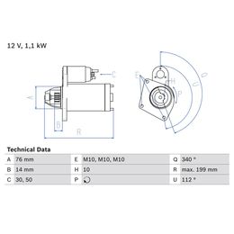 Bosch Starter 0986020900 f&uuml;r Ford PININFARINA