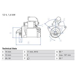 Bosch Starter 0986026110 f&uuml;r TOYOTA