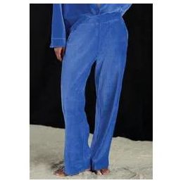 Loungehose Buffalo, Damen, Gr. 32/34, N-Gr, blau, Cord, Obermaterial: 62% Baumwolle, 36% Polyester, 2% Elasthan, unifarben, weit lang, Hosen Loungehose, mit weicher Cord-Struktur