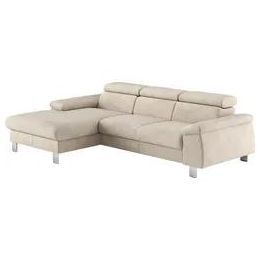 Ecksofa COTTA "Komaris L-Form, B: 244 cm", beige, B:244cm H:72cm T:166cm, 94% POLYESTER (PES) 6%POLYAMID (PA), Sofas, Ecksofa, mit Kopfteilverstellung, optional Bettfunktion, Bettkasten & Licht