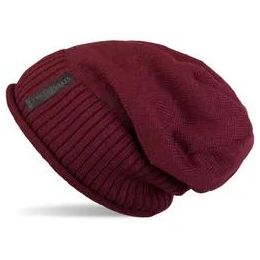 Strickm&uuml;tze styleBREAKER "Feinstrick Beanie mit Teddyfleece", Damen, rot (bordeaux, rot), 100% Viskose CV., Modisch, M&uuml;tzen Strickm&uuml;tze