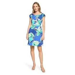 Etuikleid Betty Barclay "Damen kurzarm", Damen, Gr. 42, Normalgr&ouml;&szlig;en, blau, gr&uuml;n, Obermaterial: 97% Baumwolle, 3% Elasthan, figurbetont kurz, Rundhals, Kleider Etuikleid