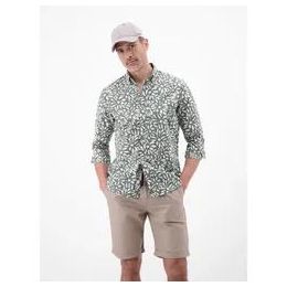 Langarmhemd Lerros, Herren, Gr. XXL, N-Gr, storm grau, Web, Obermaterial: 55% Leinen, 45% Baumwolle, bedruckt, regular fit normal, ohne Ausschnitt, Manschette, Hemden, mit All-Over Print