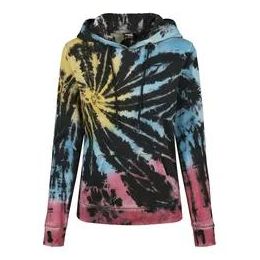 Kapuzenpullover Urban Classics "Urban Classics Damen Ladies Tie Dye Hoody", Damen, Gr. S, schwarz, 100% Baumwolle, normal, ohne Ausschnitt, Pullover Kapuzenpullover