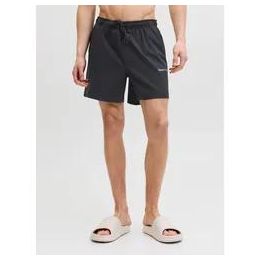 Jack & Jones Badeshorts JACK & JONES "JPSTMAUI NORREBRO SWIM SHORTS", Herren, Gr. XL, N-Gr, schwarz, Web, Polyester, unifarben, Badehosen Badeshorts