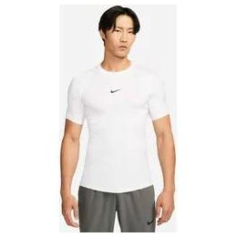 Trainingsshirt Nike "M NP DF TIGHT TOP SS", Herren, Gr. M, wei&szlig;, schwarz, Obermaterial: 90% Polyester, 10% Elasthan, normal, Shirts, eng anliegender Schnitt, atmungsaktiv, schnell trocknend, elastisch