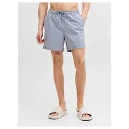 Jack & Jones Badeshorts JACK & JONES "JPSTMAUI NORREBRO SWIM SHORTS", Herren, Gr. M, N-Gr, tradewinds, Web, Polyester, unifarben, Badehosen Badeshorts