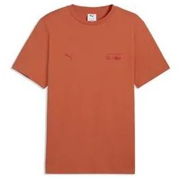 T-Shirt Puma "Porsche Legacy Essentials T-Shirt Herren", Damen, Gr. L, amarena orange, Obermaterial: 100% Baumwolle. Kragen: 29% Polyester, 71% Baumwolle. Rippe: 30% Polyester, 70% Baumwolle, clean, regular fit, Rundhals, Shirts T-Shirt
