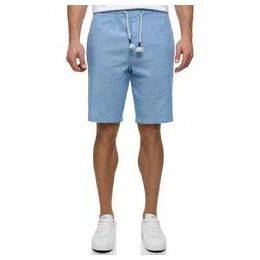 Leinenhose INDICODE "INLeoni Shorts", Herren, Gr. L, N-Gr, parisian blau, Web, Obermaterial: 55% Leinen, 45% Baumwolle, unifarben, regular fit kn&ouml;chellang, Hosen