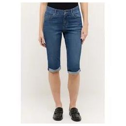 Slim-fit-Jeans Angels "CAPRI TURN UP", Damen, Gr. 40, N-Gr, mid blau used, Denim/Jeans, Obermaterial: 89% Baumwolle, 8% Polyester, 3% Elasthan, unifarben, slim fit kniebedeckend, Jeans Slim-fit-Jeans, im Five-Pocket Style