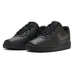 Sneaker Nike SPORTSWEAR "WMNS COURT VISION LOW", Herren, Gr. 43, schwarz, schwarz, Leder, Synthetik, Schuhe Sneaker, Design auf den Spuren des Air Force 1