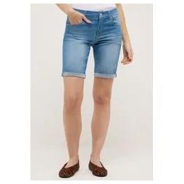 Bermudas Angels "BERMUDA TURN UP", Damen, Gr. 46, N-Gr, light blau, Denim/Jeans, Obermaterial: 89% Baumwolle, 8% Polyester, 3% Elasthan, unifarben, straight fit knielang, Hosen Bermudas, 5-Pocket-Jeansbermuda mit Aufschlag und Stretch