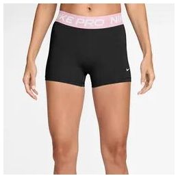 Trainingstights Nike "W NP DF 365 MR 3IN SHORT USM", Damen, Gr. XS, N-Gr, schwarz, pink f, Obermaterial: 83% Polyester, 17% Elasthan, Hosen, leichtes und geschmeidiges Material, besonders dehnbar