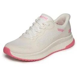 Slip-On Sneaker Skechers "BOBS SQUAD 4", Damen, Gr. 38, wei&szlig;, pink, Mesh, Synthetik, kontrastfarbene Details, Schuhe, Slipper, Freizeitschuh, Halbschuh mit Memory Foam, Topseller