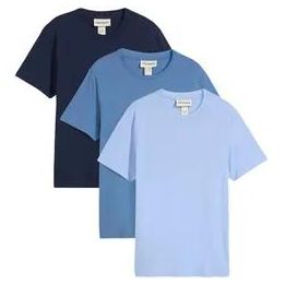 T-Shirt bonprix "T-Shirt (3er Pack)", Damen, Gr. 52/54 (L), jeansblau, dunkelblau, perlblau, Obermaterial: 100% Baumwolle, regular fit, Shirts T-Shirt, bequemer Regular Fit, Rundhalsausschnitt, leichte Stoffqualit&auml;t