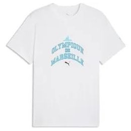 T-Shirt Puma "Olympique de Marseille FtblCulture T-Shirt Herren", Damen, Gr. XXL, wei&szlig; new navy blau, Obermaterial: 100% Baumwolle. Rippe: 75% Baumwolle, 25% Polyester, regular fit, Rundhals, Shirts T-Shirt