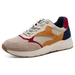Sneaker Tamaris, Herren, Gr. 43, beige kombiniert, Glattleder, Textil, Veloursleder, kontrastfarbene Details, Schuhe Sneaker, Freizeitschuh, Schn&uuml;rschuh mit modischen Kontrastbes&auml;tzen, f&uuml;r Herren