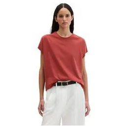Marc O'Polo T-Shirt MARC O'POLO "aus Material-Mix", Damen, Gr. XXL, tall poppy, Obermaterial: 100% Baumwolle, unifarben, regular fit, Umschlagbund, Shirts T-Shirt