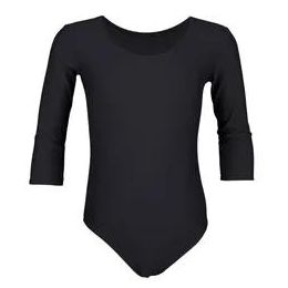 Turnanzug AQUARTI "Body M&auml;dchen Ballett Trikot 3/4 Arm", Kinder, Gr. 128, schwarz, Obermaterial: 80% Polyamid PA. 20% Elasthan EL., Sportanz&uuml;ge