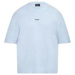 T-Shirt DROPSIZE "Dropsize Herren Heavy Oversize Front Rubber Patch T-Shirt", Damen, Gr. XL, baby blau, 100% Baumwolle, bedruckt, oversize, Rundhals, Shirts T-Shirt