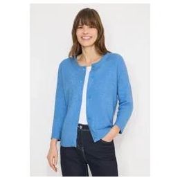 Cardigan Cecil, Damen, Gr. XXL (46), fountain blau melange, Web, 37% Baumwolle, 34% Polyacryl, 26% Polyester, 3% Elasthan, unifarben, comfort fit kurz, Rundhals, Rippb&uuml;ndchen, Strickjacken, mit 3/4 &Auml;rmeln