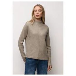 Stehkragenpullover Street One, Damen, Gr. 40, mocha glow meliert, Web, 37% Baumwolle, 34% Polyacryl, 26% Polyester, 3% Elasthan, meliert, regular fit normal, hoch geschlossener Ausschnitt, abgesteppt, Pullover Stehkragenpullover, im soften Baumwoll-Mix