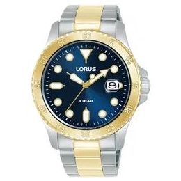 Quarzuhr Lorus "Sports Quarz", silberfarben, blau, Armbanduhren, Herren, Quarzuhr, Armbanduhr, Herrenuhr, Edelstahlarmband, analog, Tag