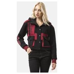 Cipo & Baxx Sweatjacke CIPO & BAXX "Sweatjacke", Damen, Gr. L, schwarz, 70% Baumwolle, 30% Polyester, bedruckt, regular fit normal, Sweatjacken Sweatjacke, Kapuze mit Kordelzug