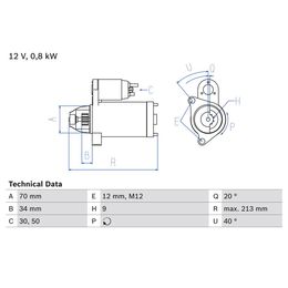 Bosch Starter 0986027060 f&uuml;r HONDA