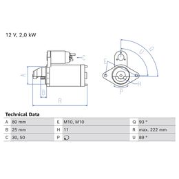 Bosch Starter 0986026010 f&uuml;r KIA