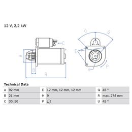 Bosch Starter 0986016210 f&uuml;r Ford LAND ROVER Mercedes