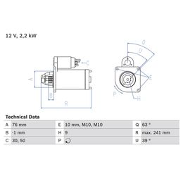 Bosch Starter 0986021620 f&uuml;r Volvo Ford