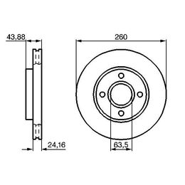 Bosch Bremsensatz, Scheibenbremse ijf140zmp8 Vorderachse innenbel&uuml;ftet 260mm 24mm f&uuml;r Ford
