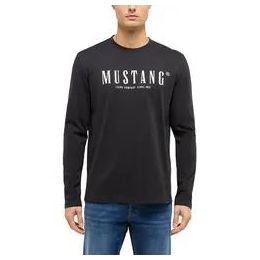 Langarmshirt Mustang "Herren Style Asheville", Damen, Gr. M, schwarz, Jersey, 100% Baumwolle, Rundhals, Shirts Langarmshirt