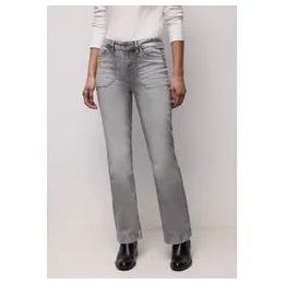 Bootcut-Jeans Street One, Damen, Gr. 36, L&auml;nge 30, light grau washed, Web, 78% Baumwolle, 20% Polyester, 2% Elasthan, unifarben, lang, Jeans, aus Baumwolle mit Stretchanteil