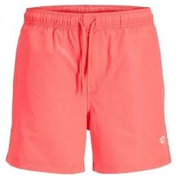Jack & Jones Badeshorts JACK & JONES "Badeshorts JPSTMAUI TROPIC SOLID SWIM SHORTS REG SN 1er Pack", Herren, Gr. L, N-Gr, orange, Obermaterial: 100% Polyester PES., Badehosen Badeshorts