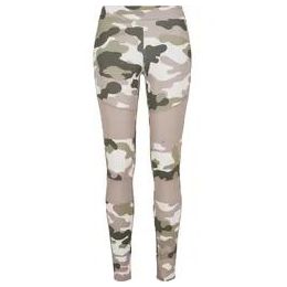 Leggings Urban Classics "Urban Classics Damen Ladies Camo Tech Mesh Leggings", Damen, Gr. 4XL, US-Gr&ouml;&szlig;en, duskrose camo, 77% Polyester, 23% Elasthan, skinny fit, Hosen Leggings
