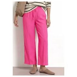 Leinenhose Street One "Style Emee", Damen, Gr. 42, L&auml;nge 26, magenta dream, Web, Obermaterial: 100% Leinen, unifarben, loose fit lang, Hosen, miSommerhose mit elastischem Bund und Kordelzug