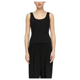 Ripptanktop comma, Damen, Gr. 44, schwarz, Rippware, Obermaterial: 95% Baumwolle, 5% Elasthan, unifarben, k&ouml;rpernah h&uuml;ftbedeckend, Rundhals, Tops, mit Stretch
