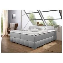 Boxbett OTTO HOME "Wehma ohne Kopfteil inkl. Bettkasten, auch in &Uuml;berl&auml;nge erh&auml;ltlich", grau, Komplettbetten, Struktur, Liegefl&auml;che B/L: 200cm x 220cm, Gewicht bis: 120 kg H4, 7-Zonen-Tonnentaschen-Federkernmatratze, in H2, H3 & H4 w&auml;hlbar, inklusive Topper, B:204cm L:224cm