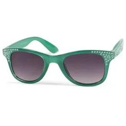 Wayfarer styleBREAKER "M&auml;dchen Nerd Sonnenbrille mit Strass", Jungen, grau (gestell gr&uuml;n, glas grau verlauf), Modisch, Sonnenbrillen
