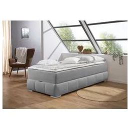 Boxbett OTTO HOME "Wehma ohne Kopfteil inkl. Bettkasten, auch in &Uuml;berl&auml;nge erh&auml;ltlich", grau, Komplettbetten, Struktur, Liegefl&auml;che B/L: 100cm x 200cm, Gewicht bis: 120 kg H4, 7-Zonen-Tonnentaschen-Federkernmatratze, in H2, H3 & H4 w&auml;hlbar, inklusive Topper, B:104cm L:204cm