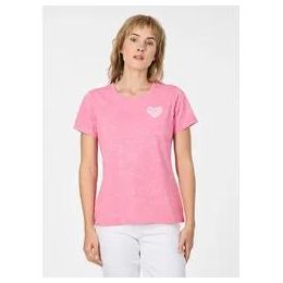 Kurzarmshirt Ragwear "MINTTA PRINT", Damen, Gr. L, pink, Jersey, Obermaterial: 100% Baumwolle, washed, normal, Rundhals, Shirts, Klassischer Fit aus Baumwolle in ausgewaschener Optik mit Herz-Print